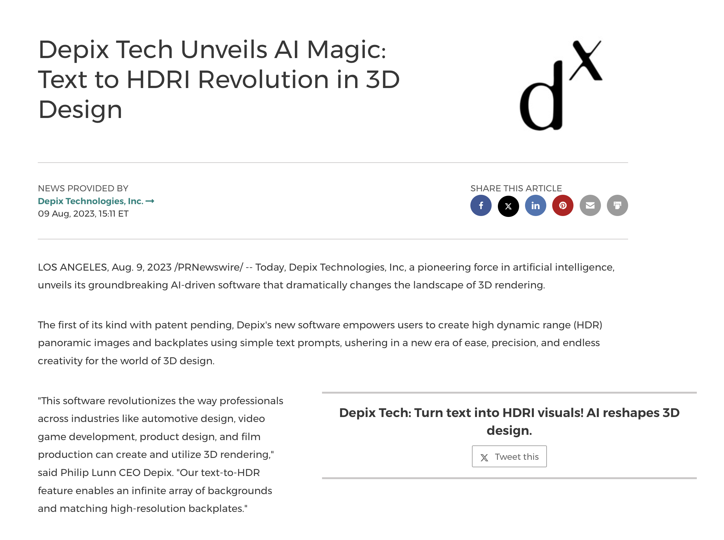 Press | Discover Innovation Now — Depix Technologies